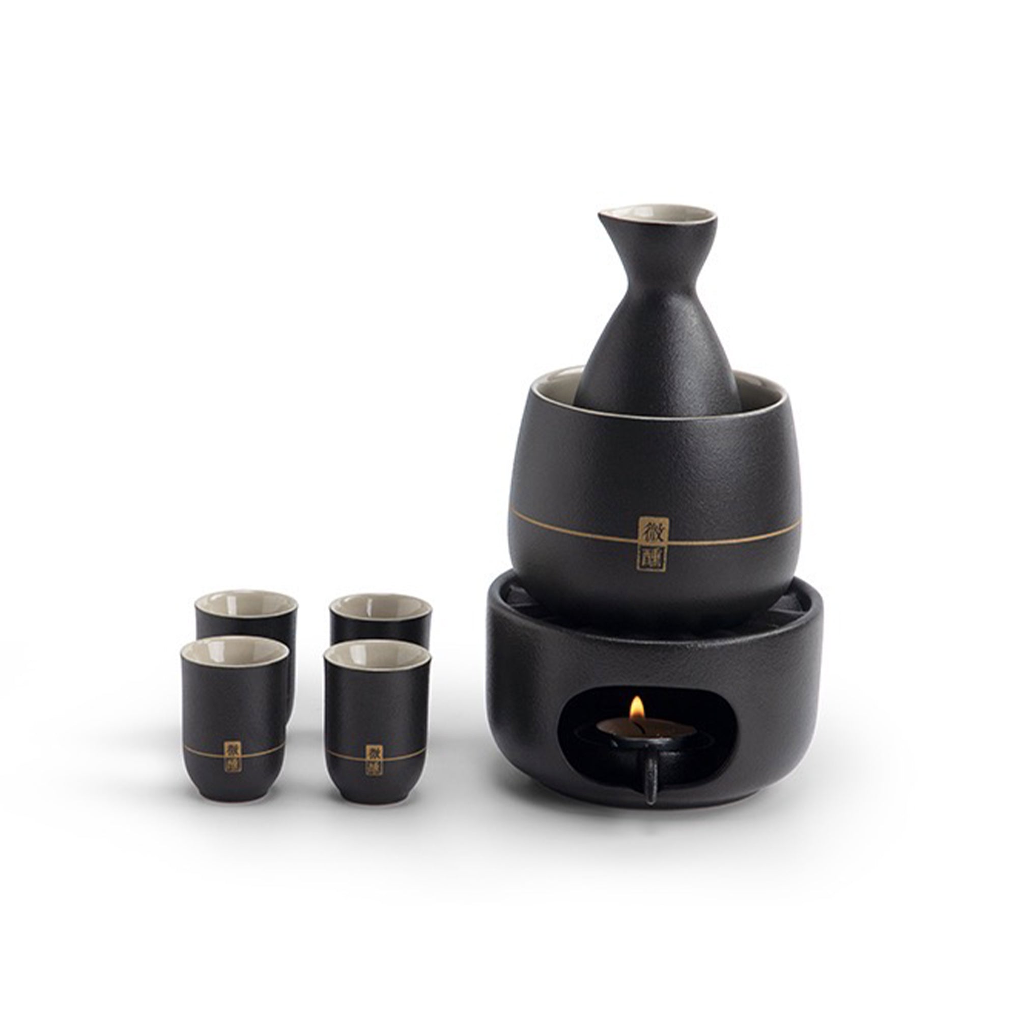 Custom Japanese sake set with warmer and stove | Personalized gift for ...